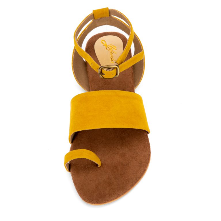 FAUX SUEDE SANDALS – MUSTARD – Yellowsoles
