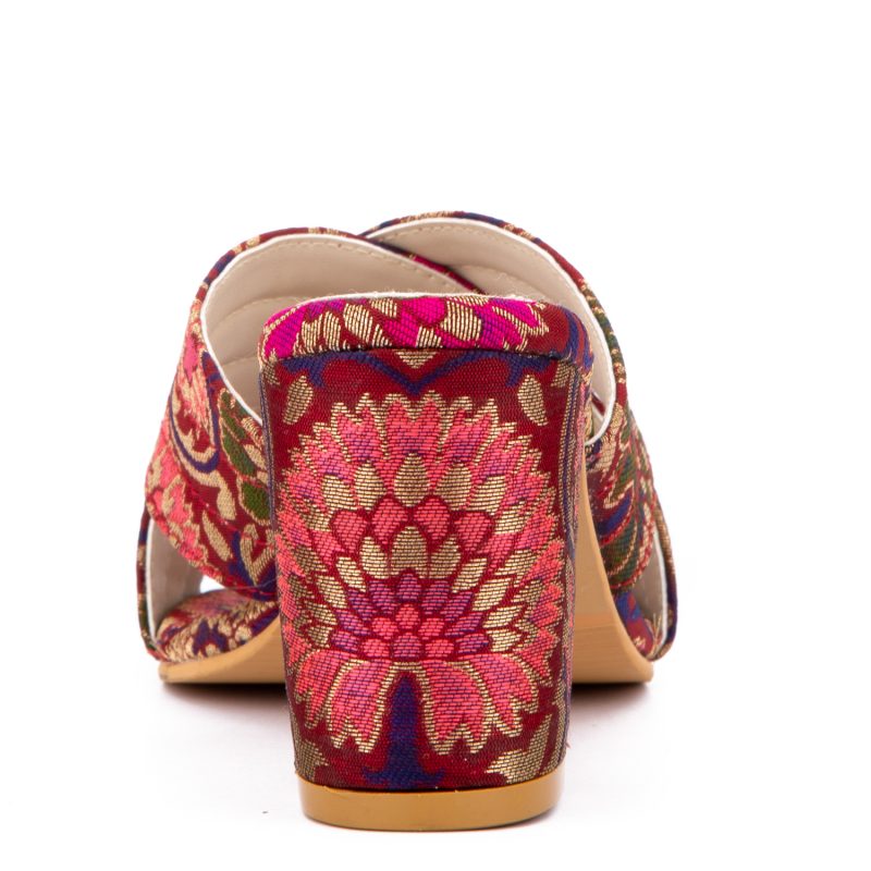 BROCADE BLOCK HEELS – DARK PINK – Yellowsoles