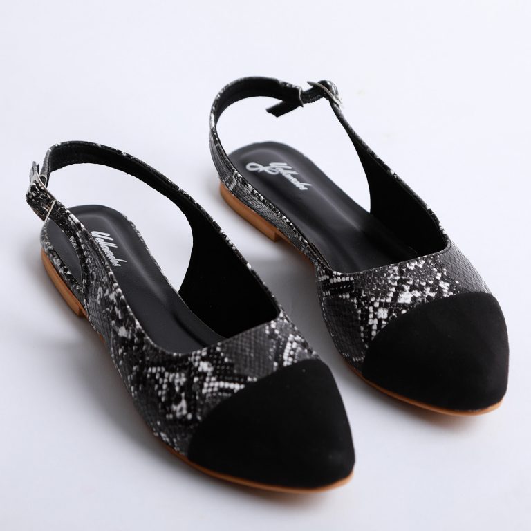 FAUX SNAKESKIN SLINGBACK – BLACK – Yellowsoles
