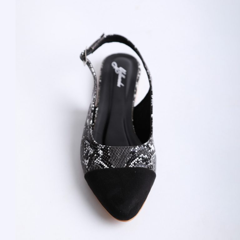 FAUX SNAKESKIN SLINGBACK – BLACK – Yellowsoles