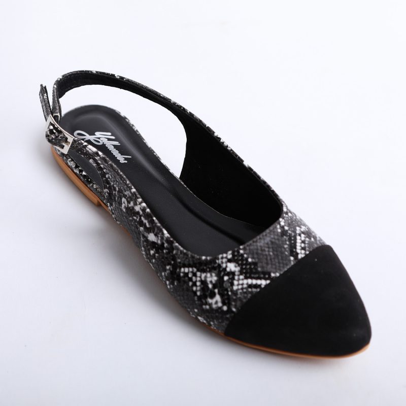 FAUX SNAKESKIN SLINGBACK – BLACK – Yellowsoles