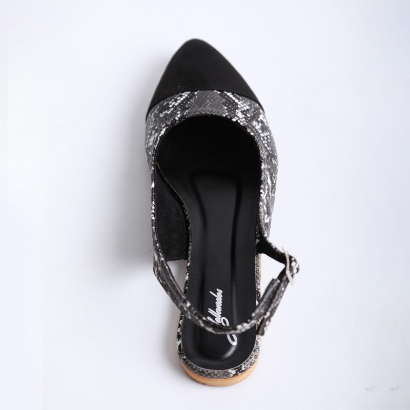 FAUX SNAKESKIN SLINGBACK – BLACK – Yellowsoles