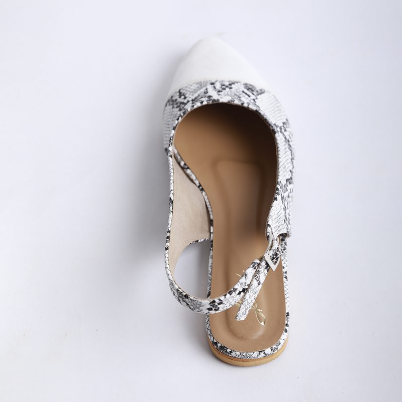 FAUX SNAKESKIN SLINGBACK – WHITE – Yellowsoles